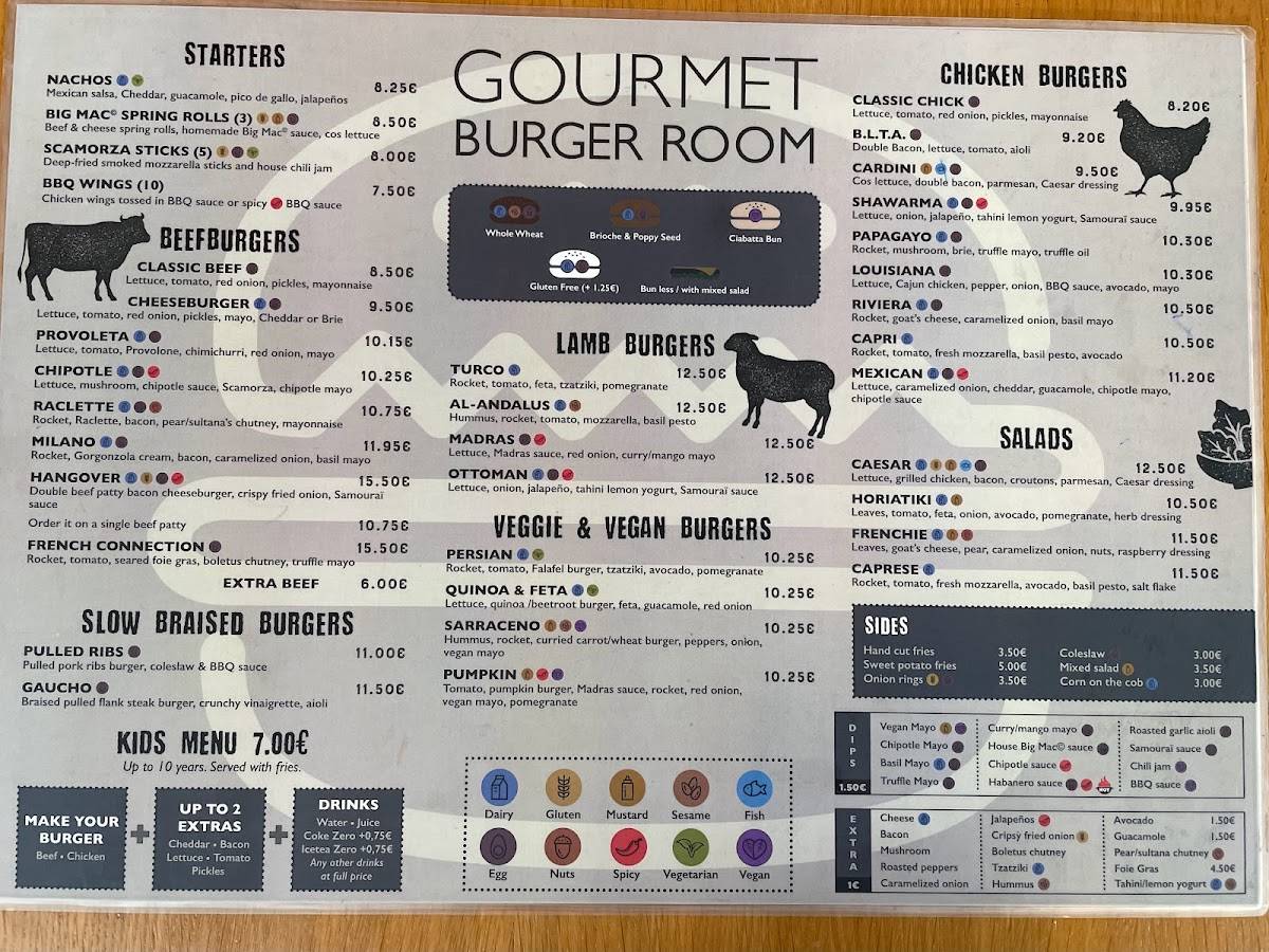 Carta del restaurante Gourmet Burger Room, Marbella