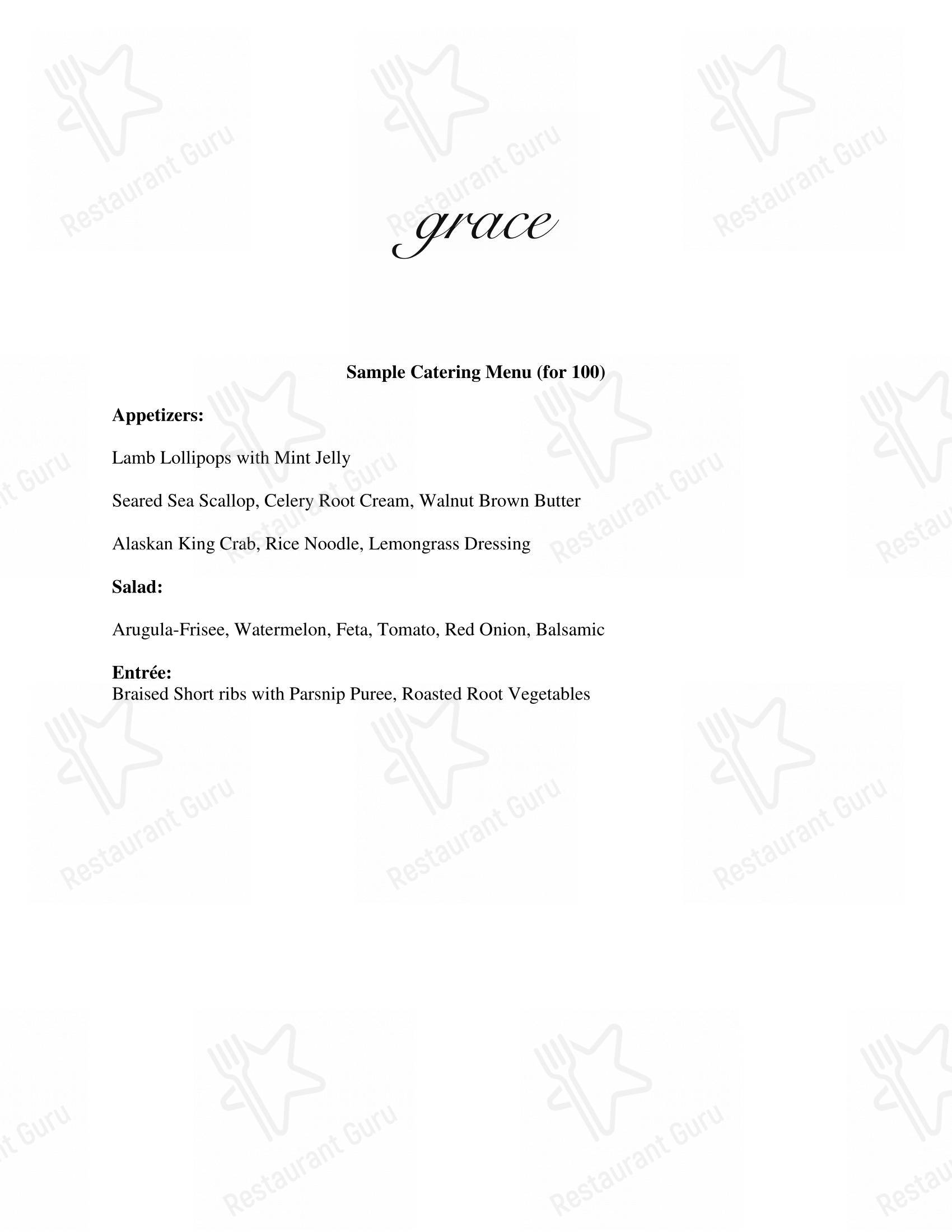 Menu at Grace Restaurant, Saint Pete Beach