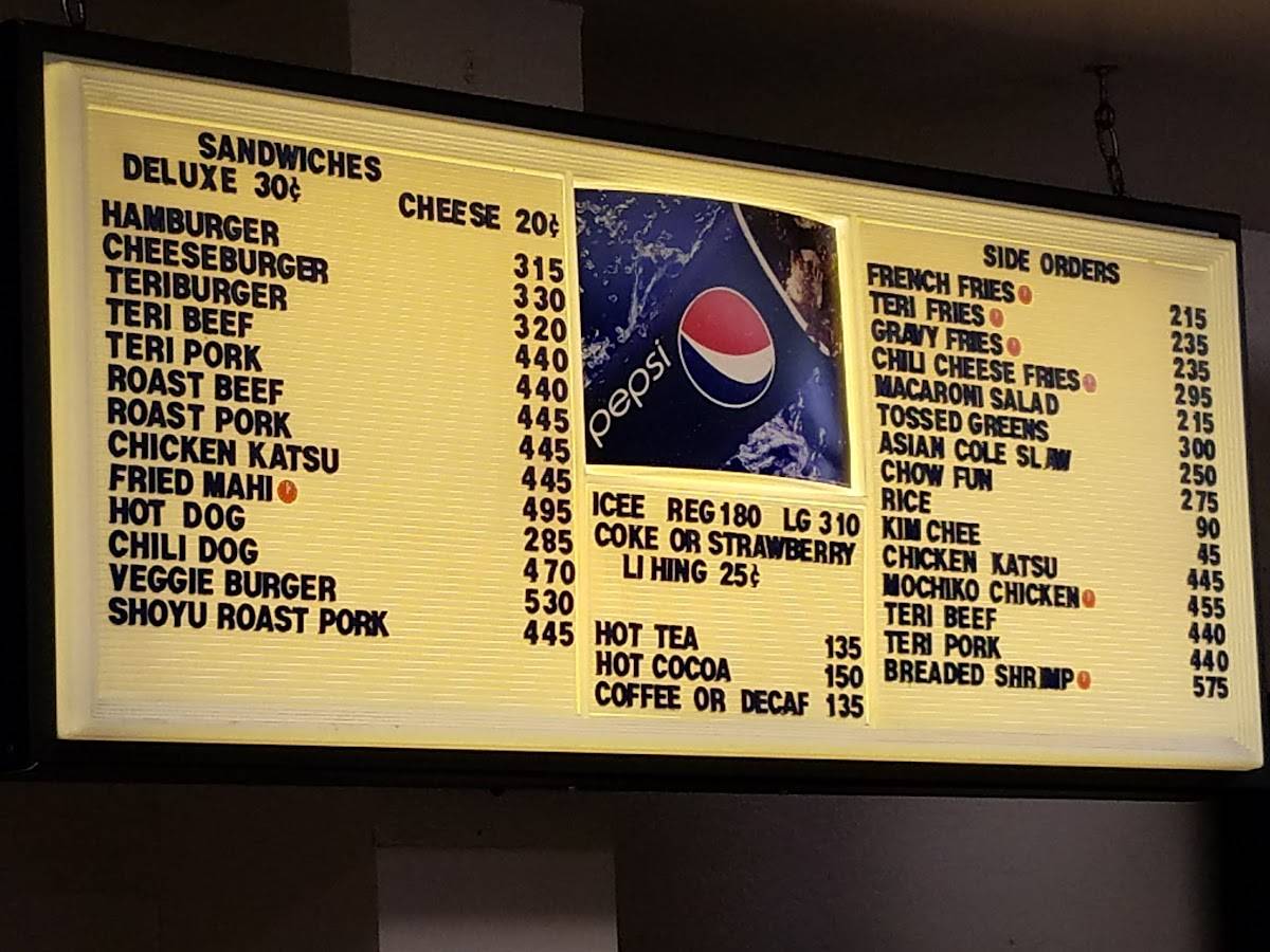 Menu at Grace's Inn fast food, Honolulu, S Beretania St. # 101