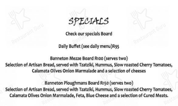 Menu at The Highlander restaurant, Grahamstown