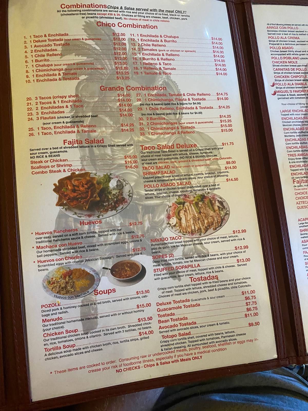 Menu at Aztecas Family Mexican Restaurant, Grand Junction, 603 US-50