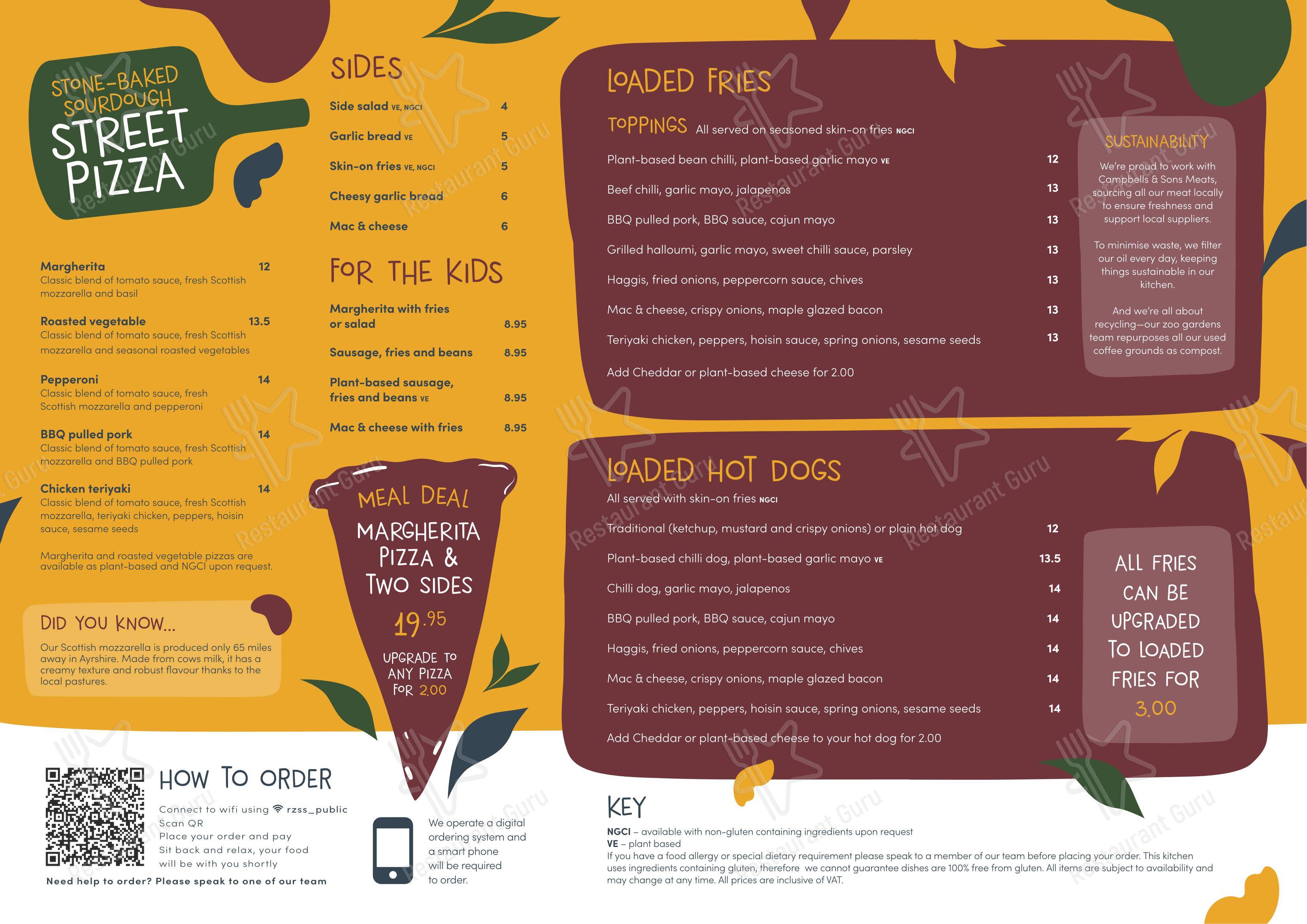 Menu at Grasslands Restaurant, Edinburgh Zoo, Edinburgh, 134 ...