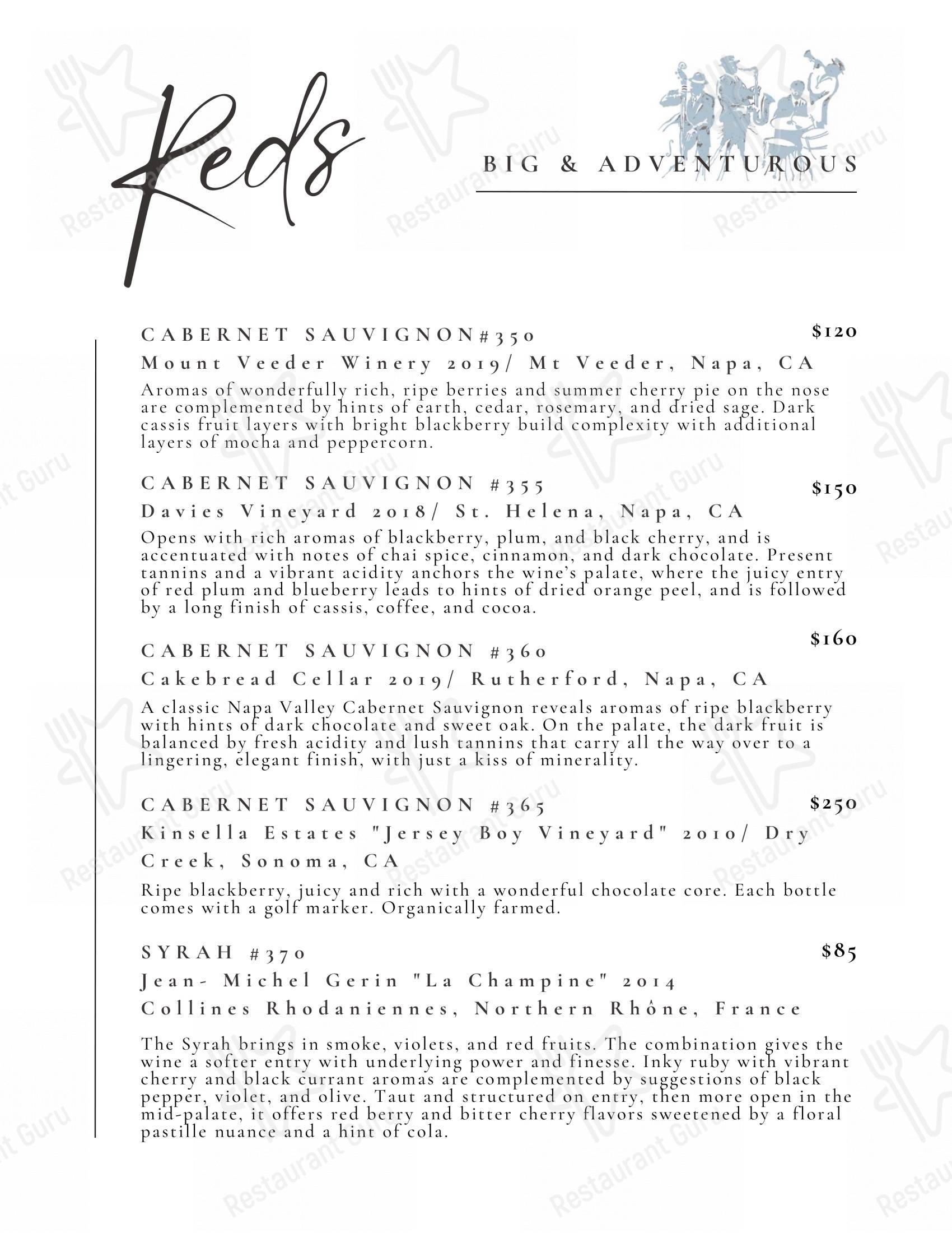 Menu at Grasso's restaurant, Cold Spring Harbor