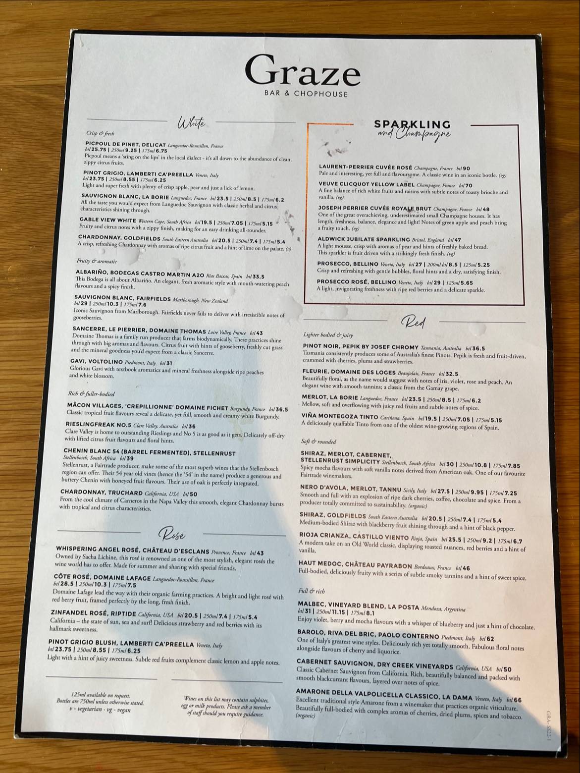 Menu at Graze, Bath pub & bar, Bath