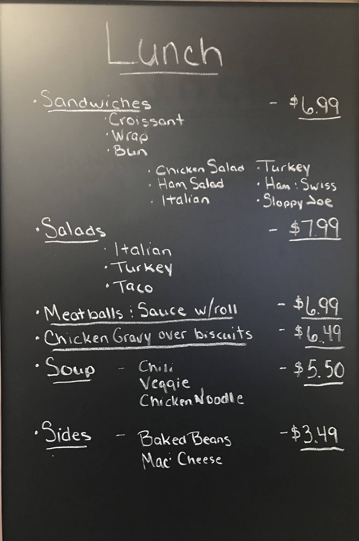 Menu at Great Day cafe, Chicora