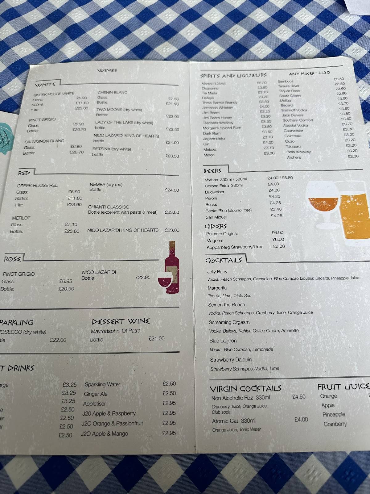 Menu at Greek Taverna Artemis restaurant, Maidstone