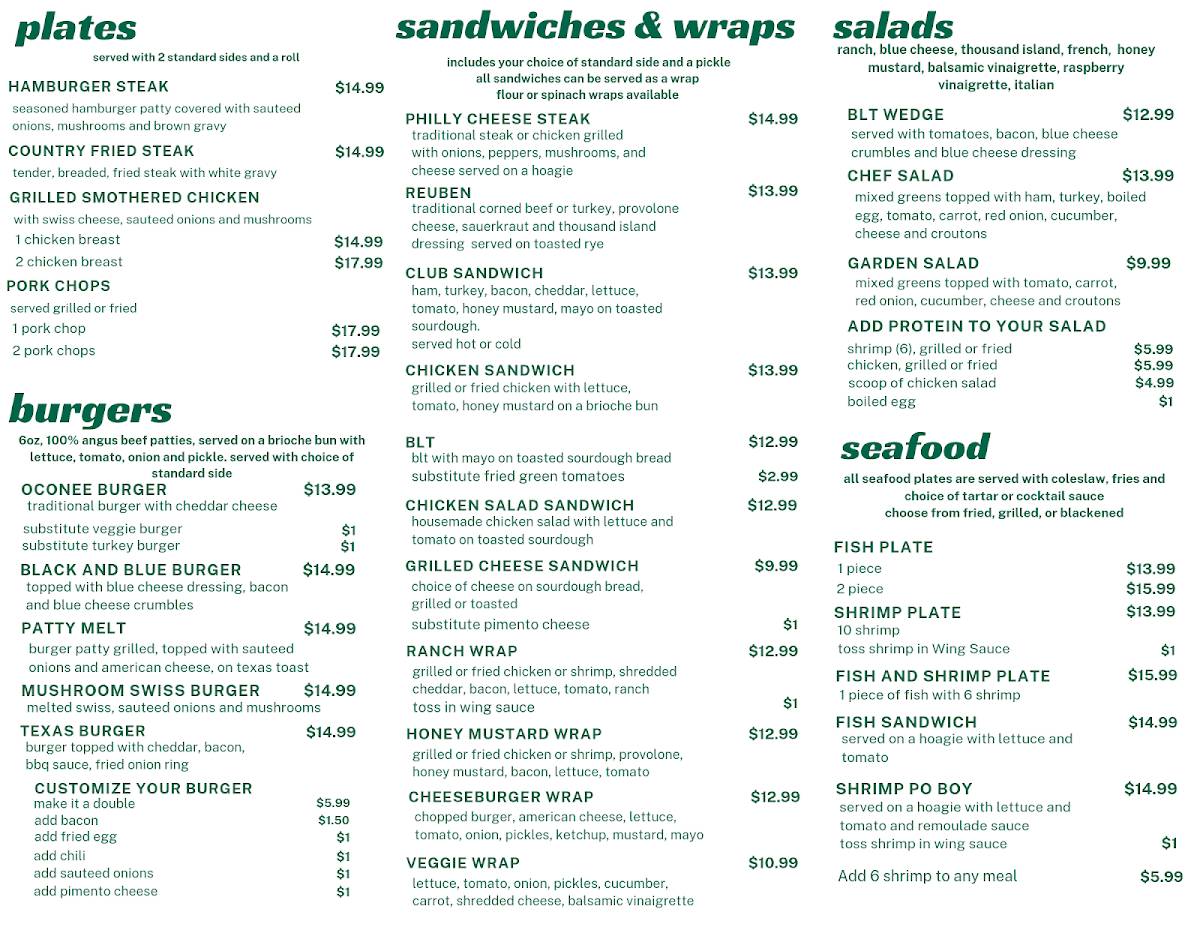 Menu at Grill 11 Lake Oconee restaurant, USA, Parkside Main #103