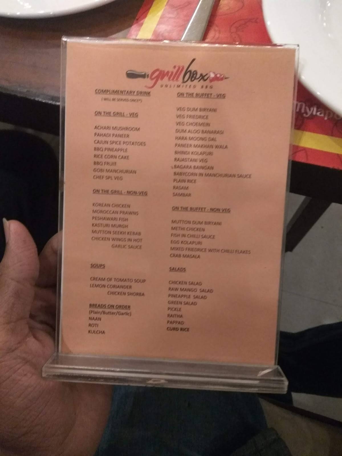 Menu at Grill Box R K Salai, Chennai, 25