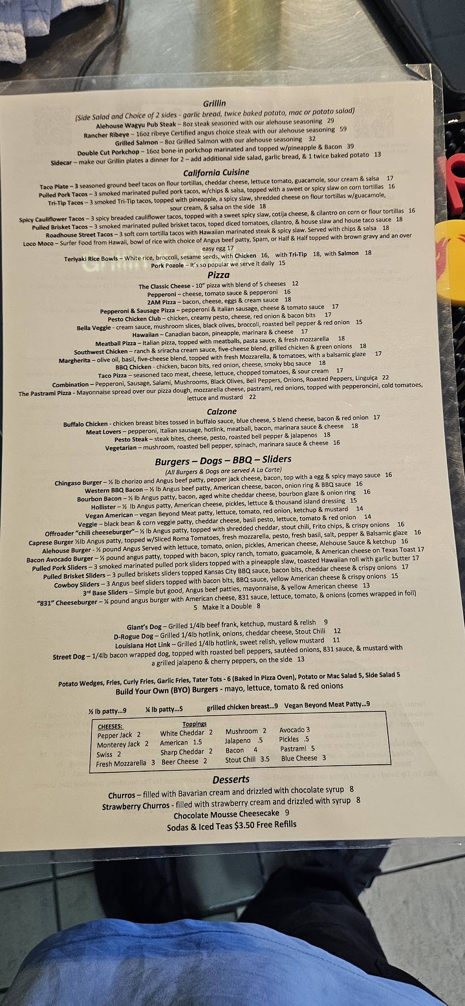 Menu at Grillin & Chillin Alehouse pizzeria, Hollister, 401 McCray St b24