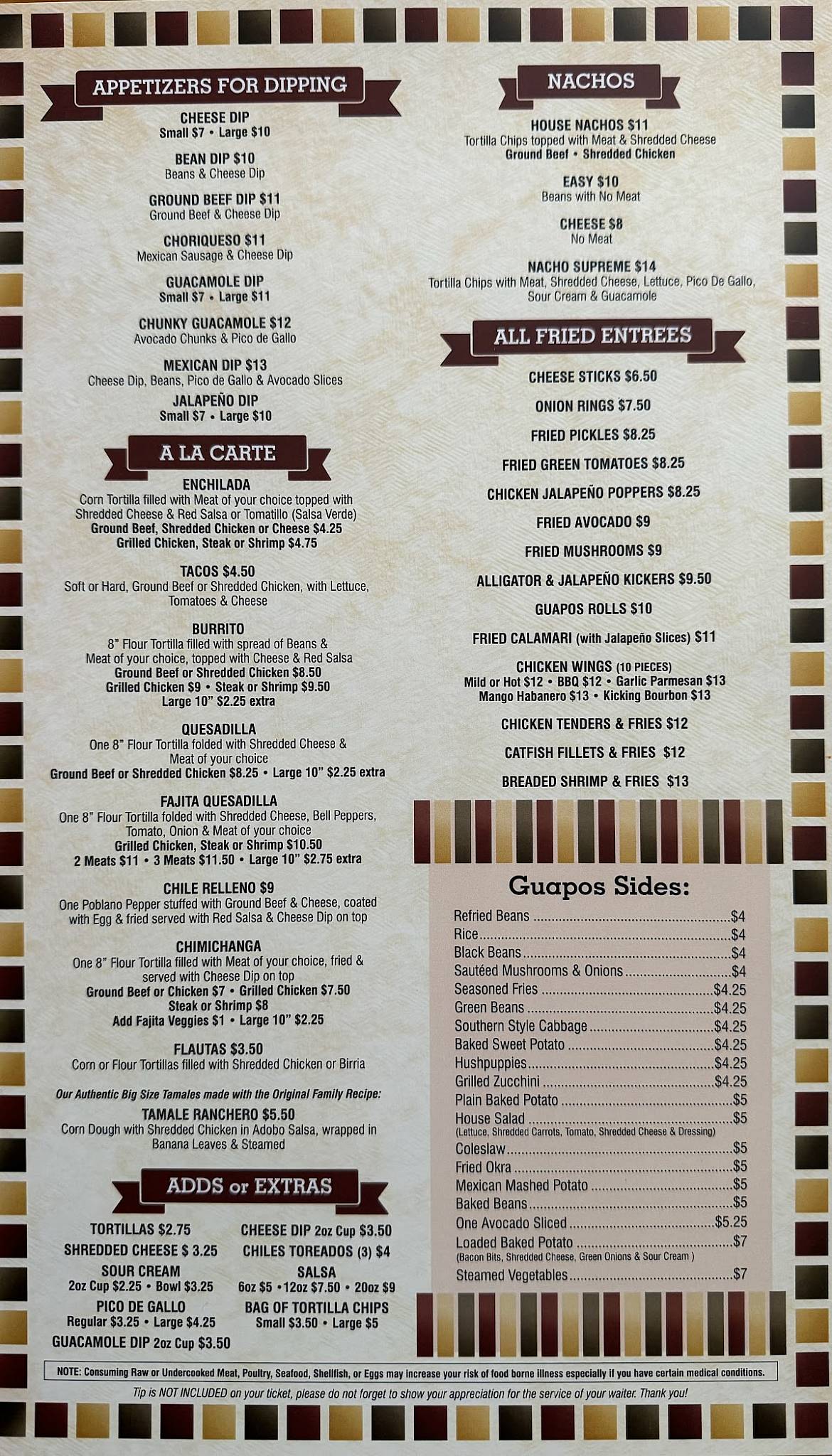 Menu at Guapos Barnyard Grill And BBQ, Smithdale