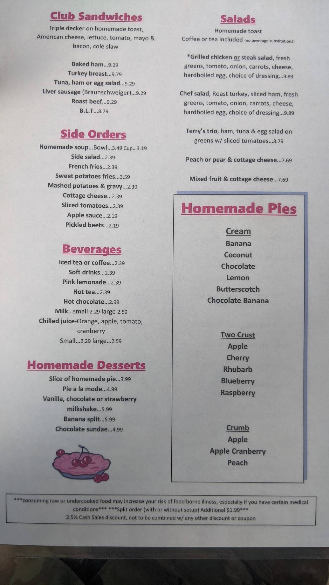 Menu at Gus Balon's Restaurant, Tucson