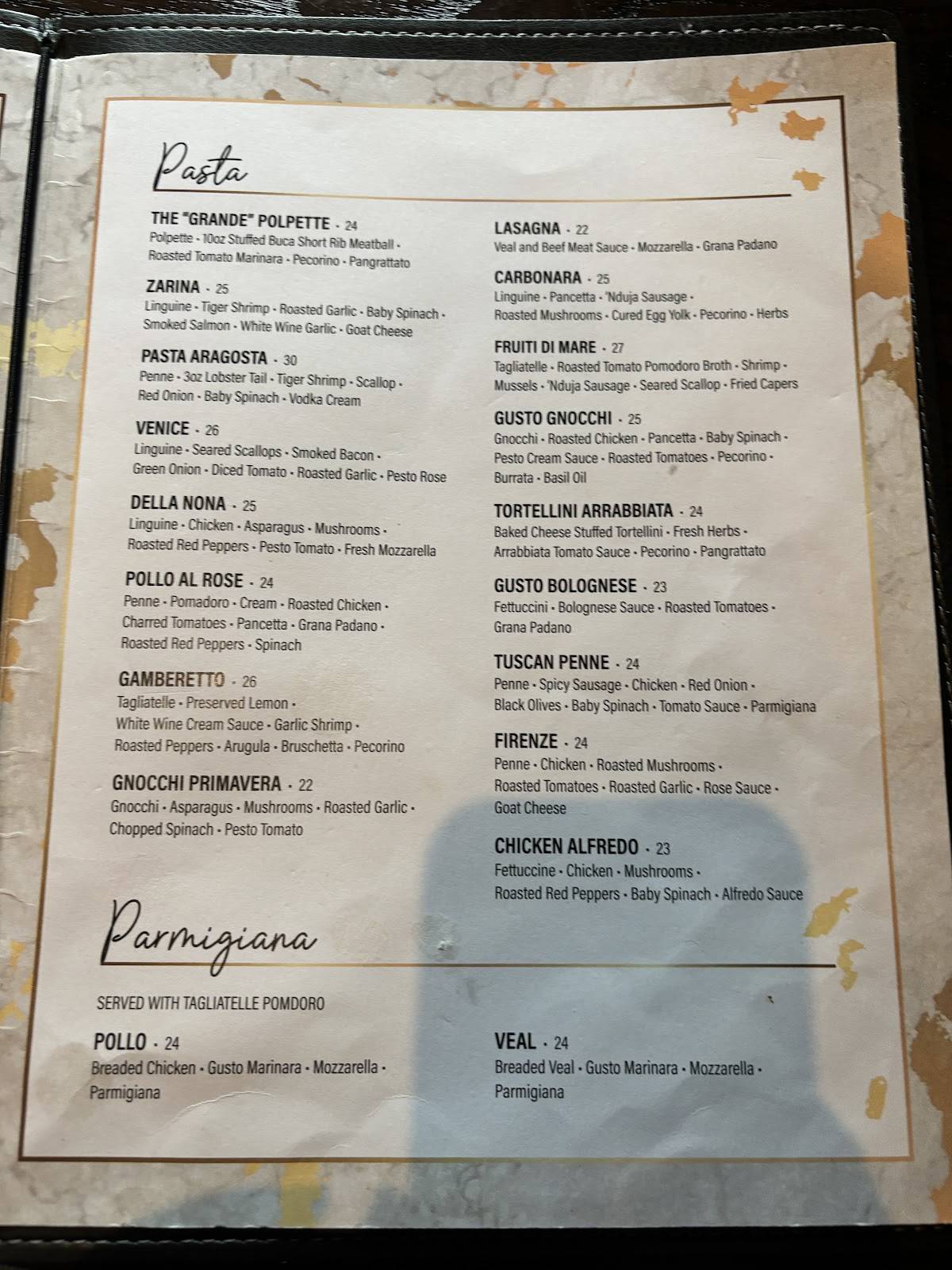 Menu at Gusto Grande pub & bar, Kawartha Lakes