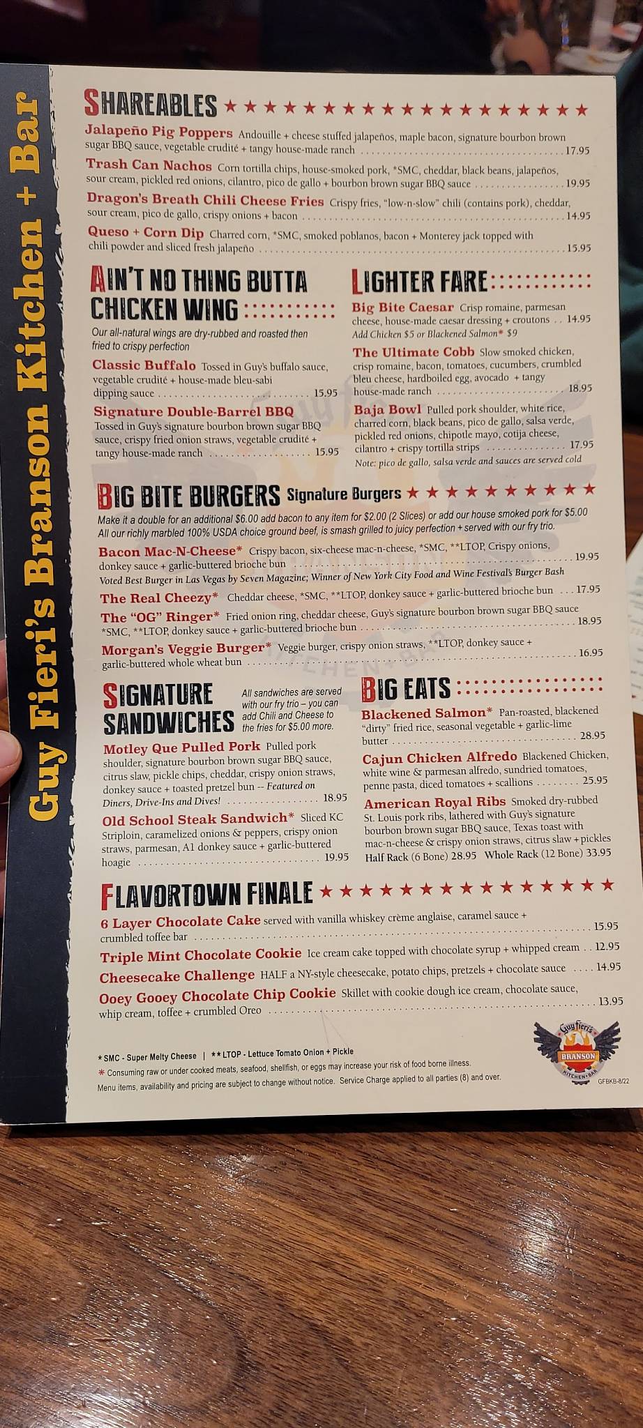 Menu at Guy Fieri's Branson Kitchen + Bar, Branson, 100 Branson Landing ...