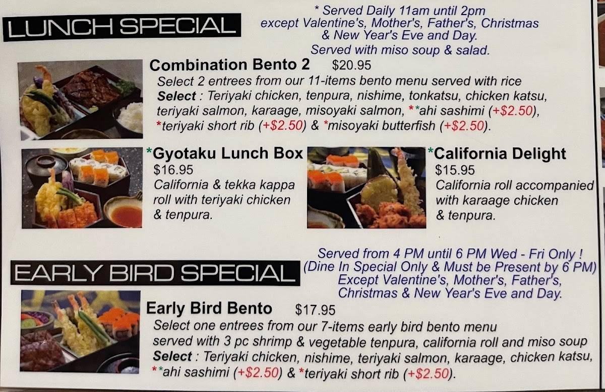 Menu at Gyotaku Japanese Restaurant - King Street, Honolulu, S King St