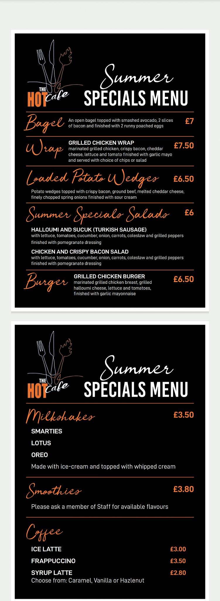Menu at H.O.T Cafe, Herne Bay