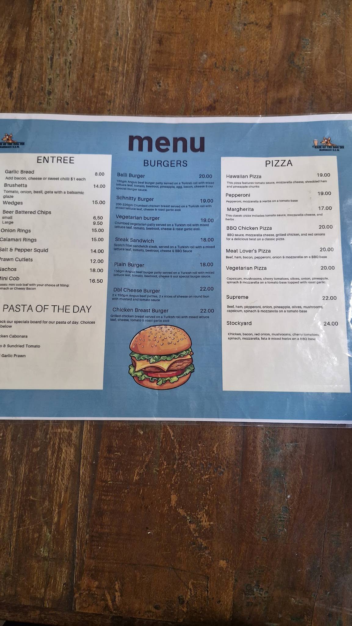 Menu at HAIR OF THE DOG INN pub & bar, Ballimore
