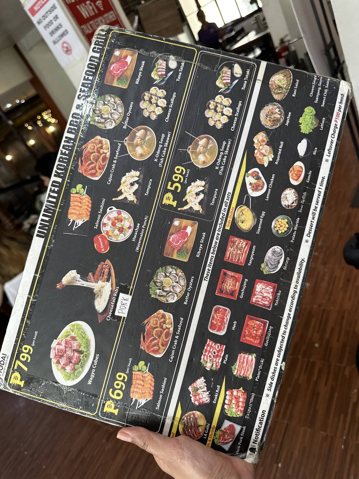 Menu at HODAI Unli BBQ & Seafood Grill Buffet, Quezon City