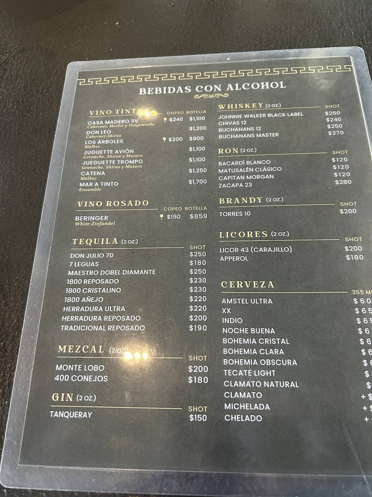 Carta del restaurante Hacienda La Charreada, Santiago