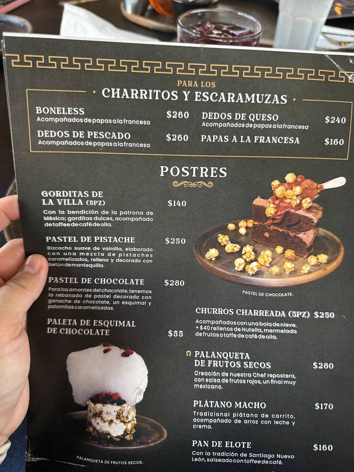 Carta del restaurante Hacienda La Charreada, Santiago