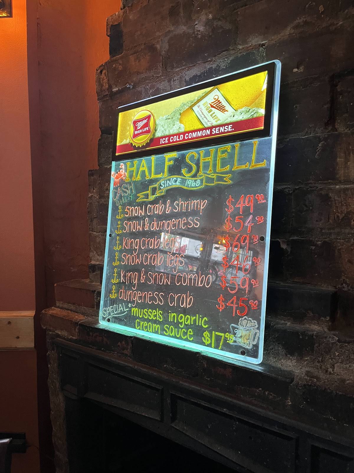 Menu at Half Shell restaurant, Chicago