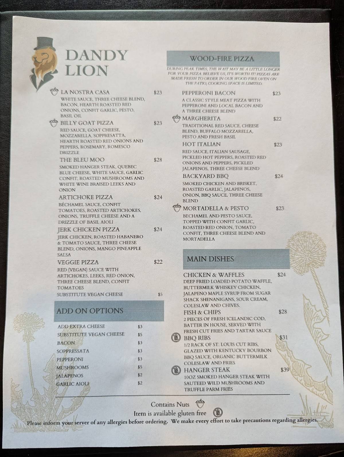 Menu at Hammond Golf Restaurant, Clarence-Rockland