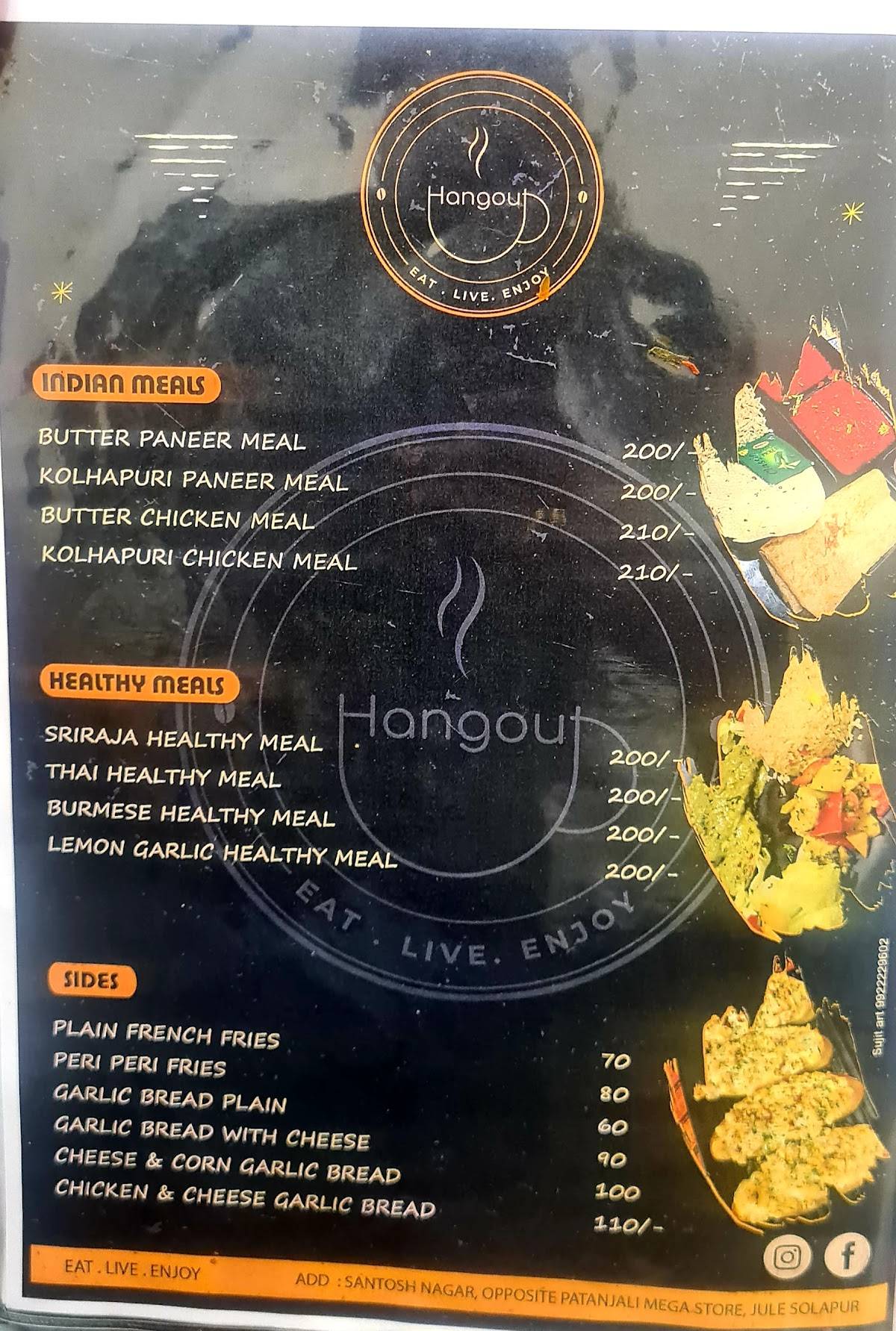 Menu at Hangout Cafe, Solapur