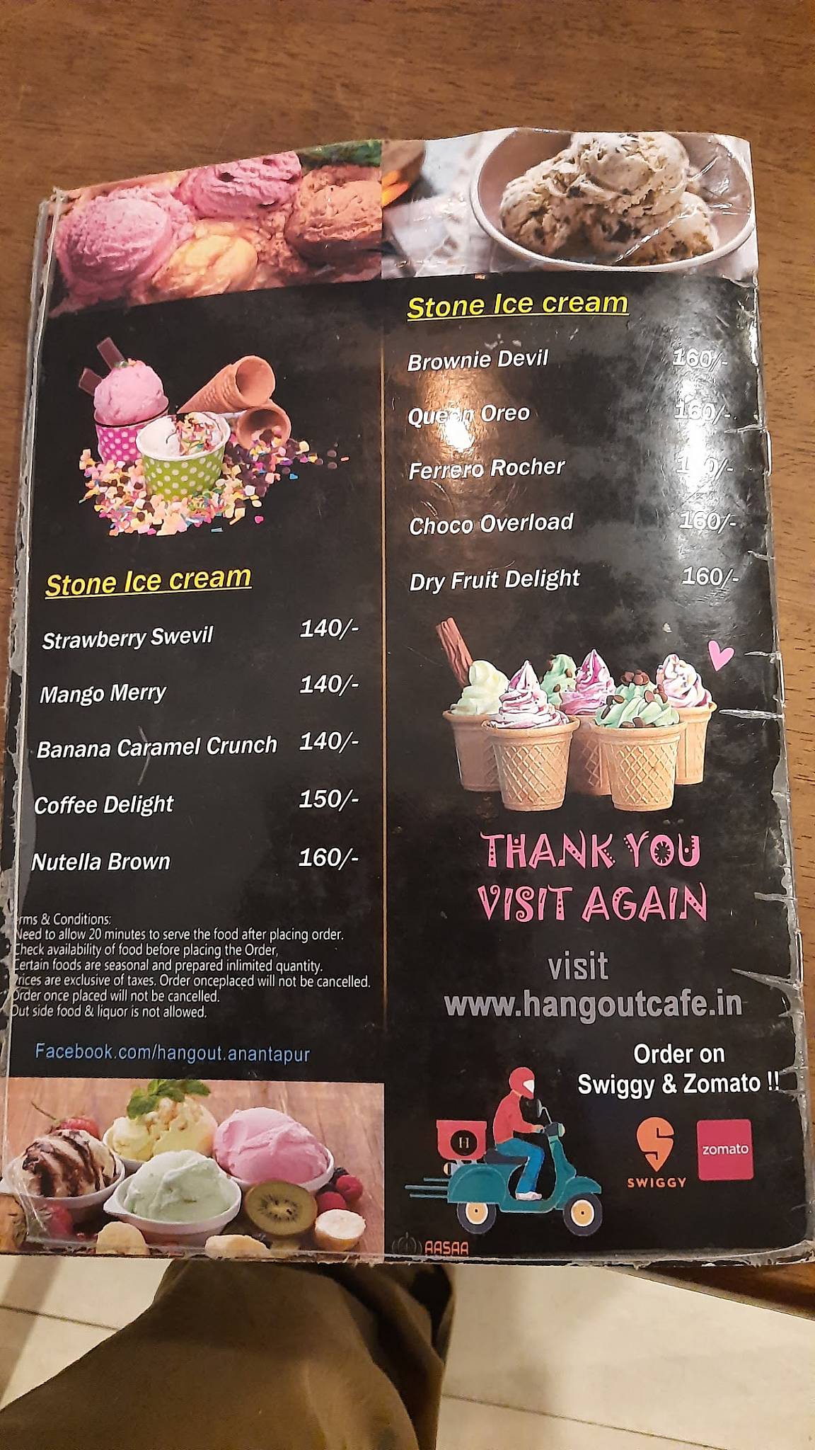 Menu at Hangout Cafe - Roof Top, 6th floor, Anantapur
