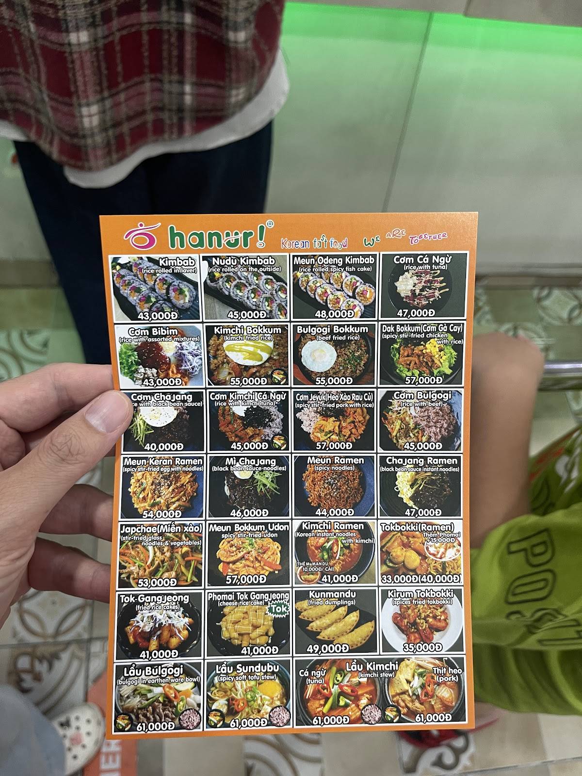 Menu at Hanuri Korean Fast Food, Ho Chi Minh City, 736 Đ. Sư Vạn Hạnh