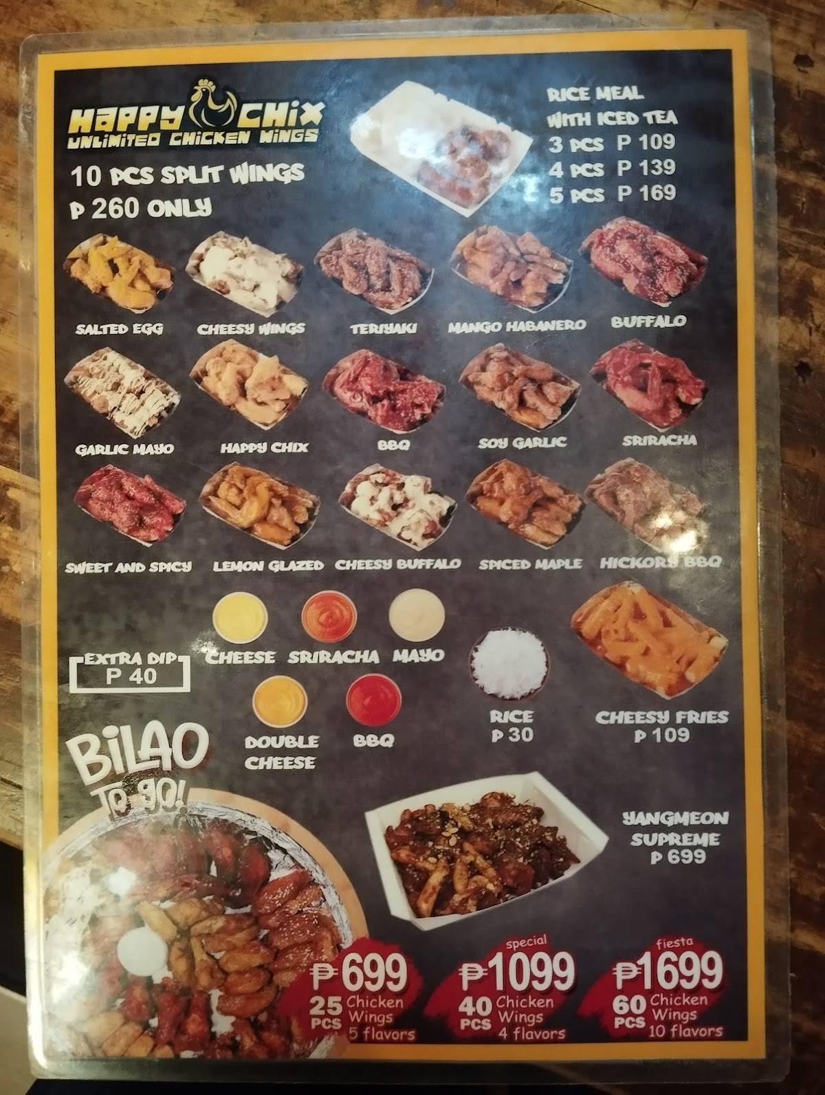 Carta del restaurante Happy Chix Unlimited Chicken Wings, Manila, Suter