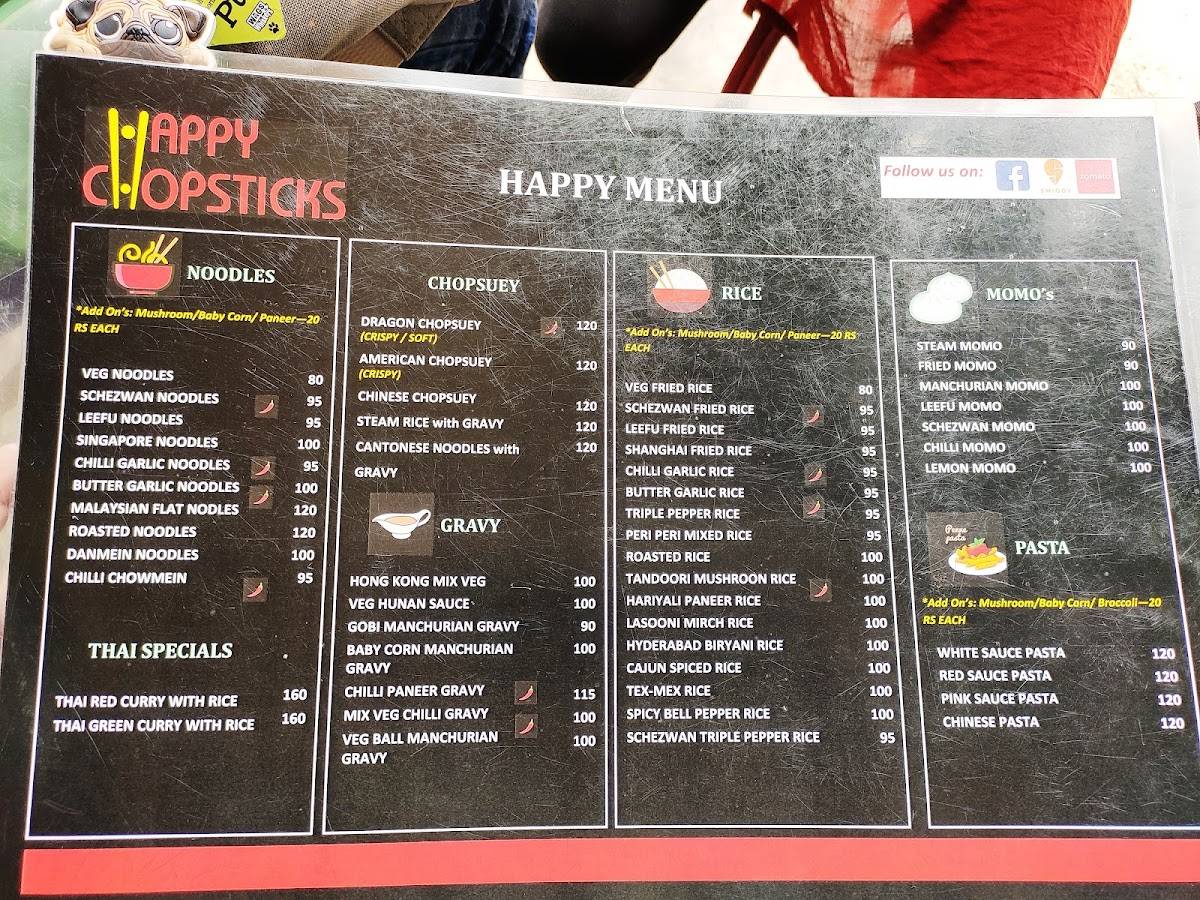 Menu at Happy Chopsticks, Bengaluru, Bus stop