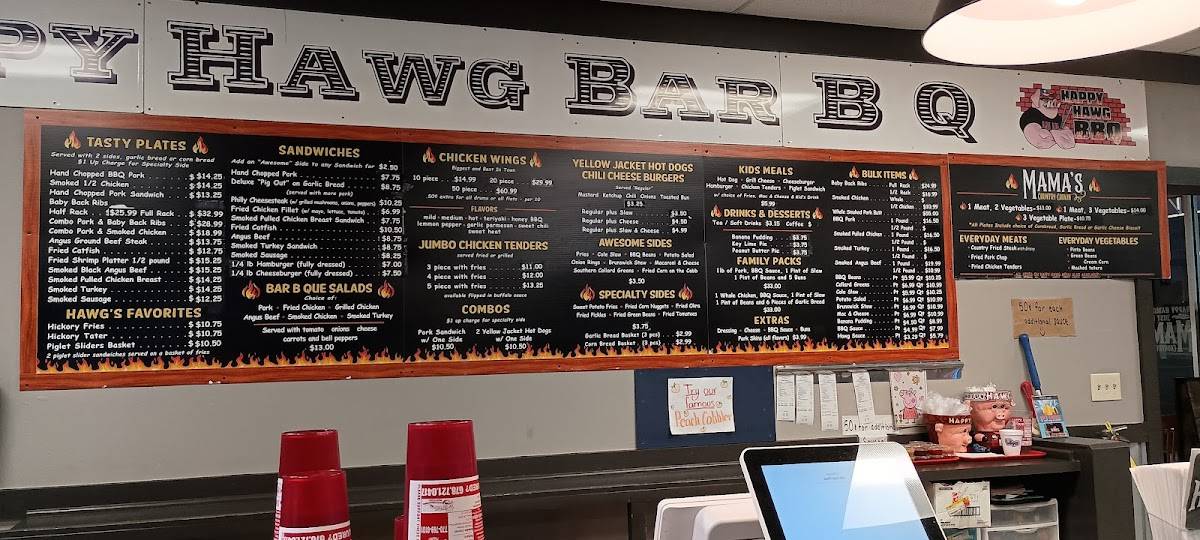 Carta de Happy Hawg BBQ, Hiram, Jimmy Lee Smith Pkwy