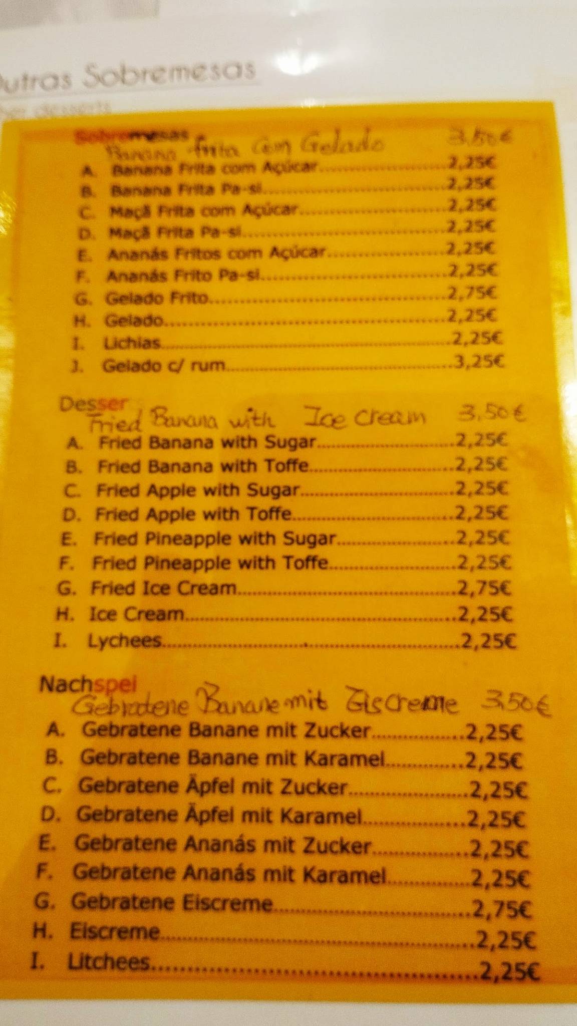Menu at Happy Talk restaurant, Armação de Pêra