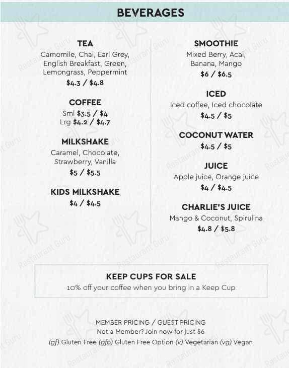 Menu at Harbord Diggers restaurant, Freshwater, 80 Evans Street Freshwater