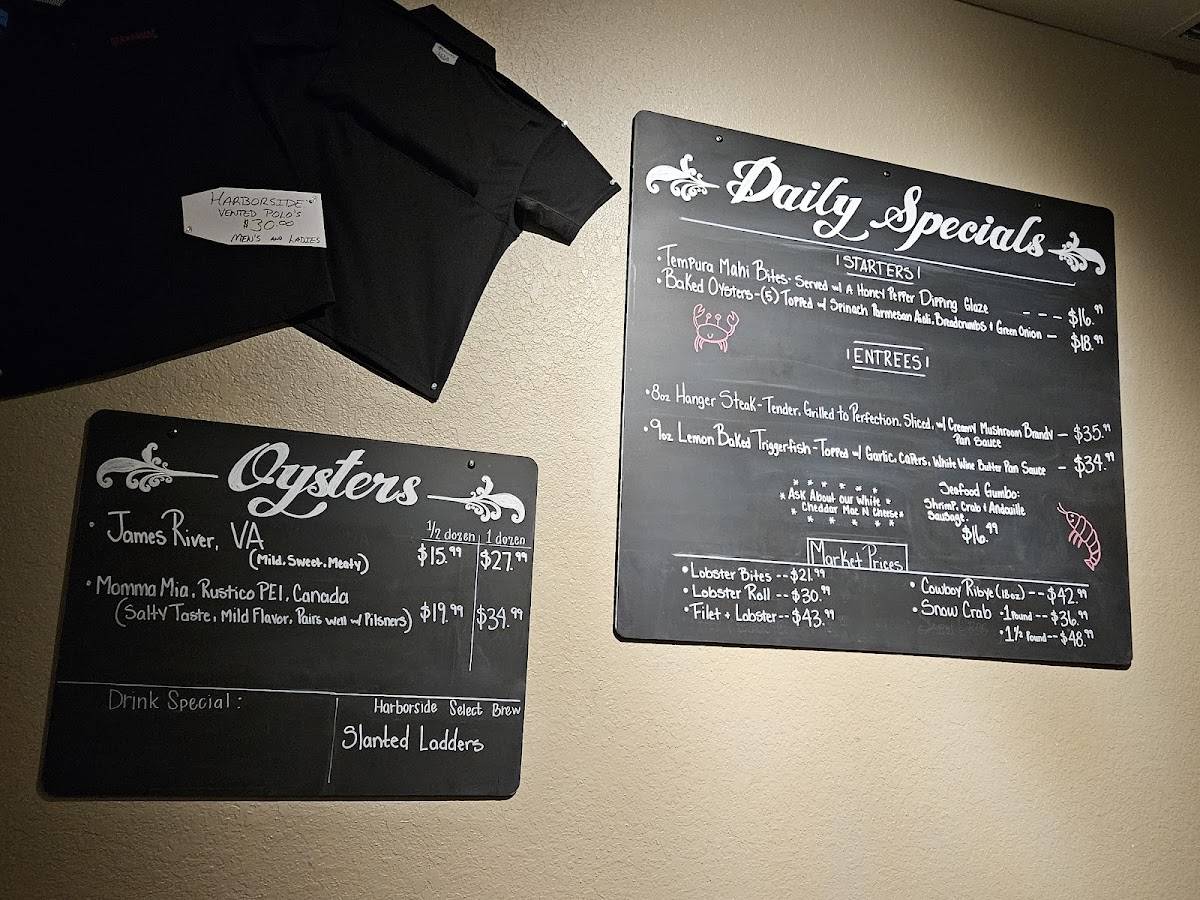 Menu at Harborside restaurant, Winter Haven