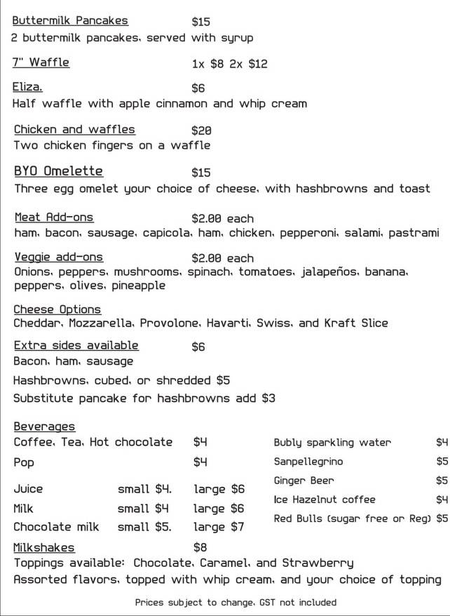 Menu at Harbour Lookout Family Restaurant and Pizzeria, Port McNeill
