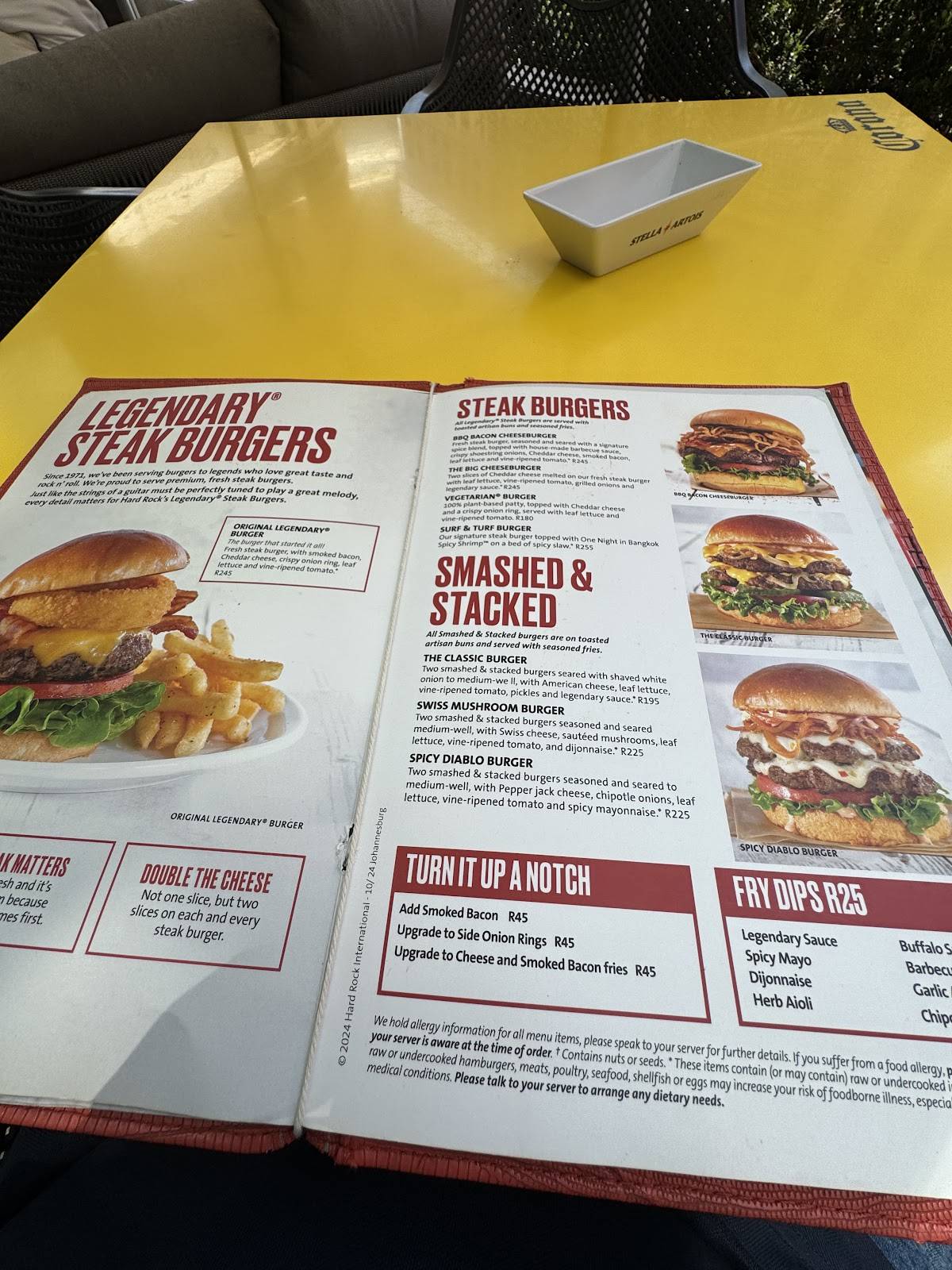 Menu at Hard Rock Cafe Johannesburg, Sandton, 10 & 10A