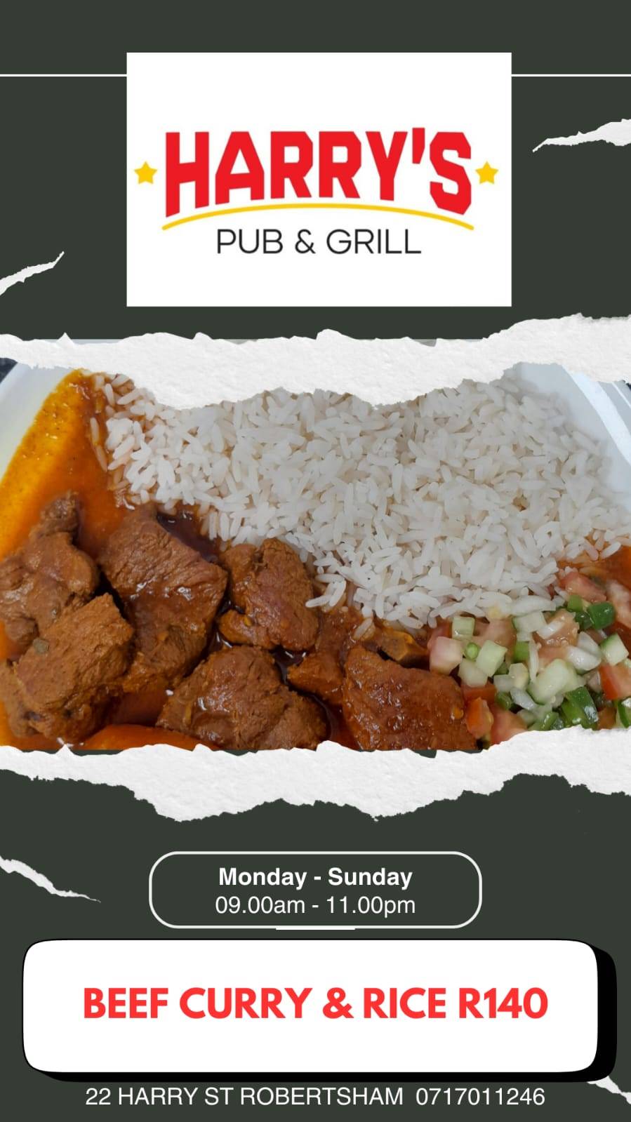 Menu at Harry's Grill & sportsbar, Johannesburg