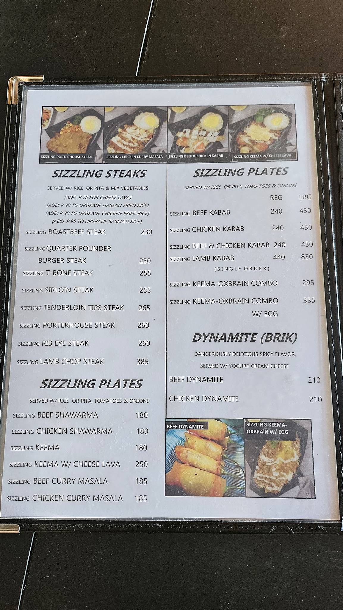 Menu at Hassan Kabab And Steaks Inc restaurant, Cainta