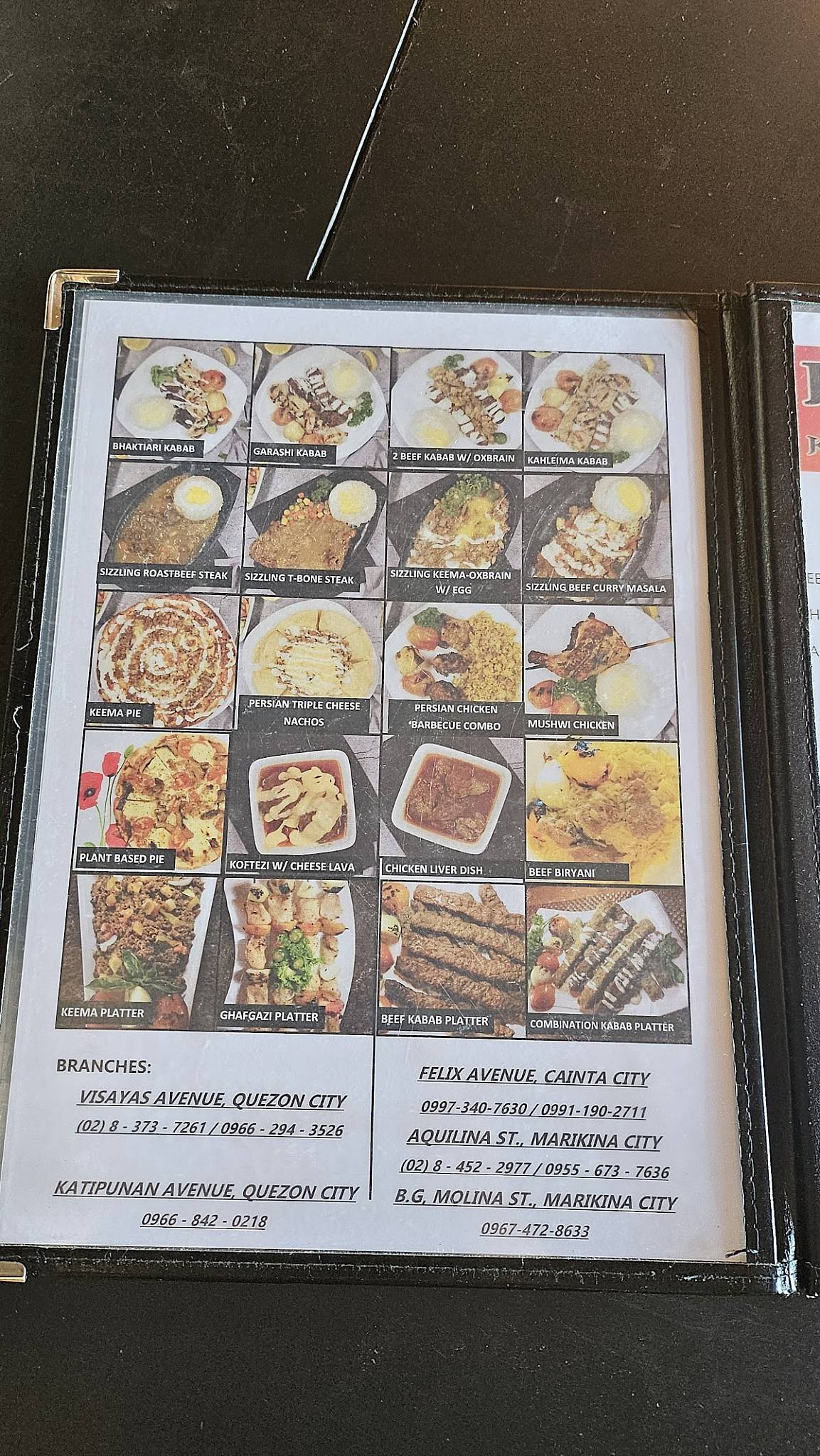 Menu at Hassan Kabab And Steaks Inc restaurant, Cainta