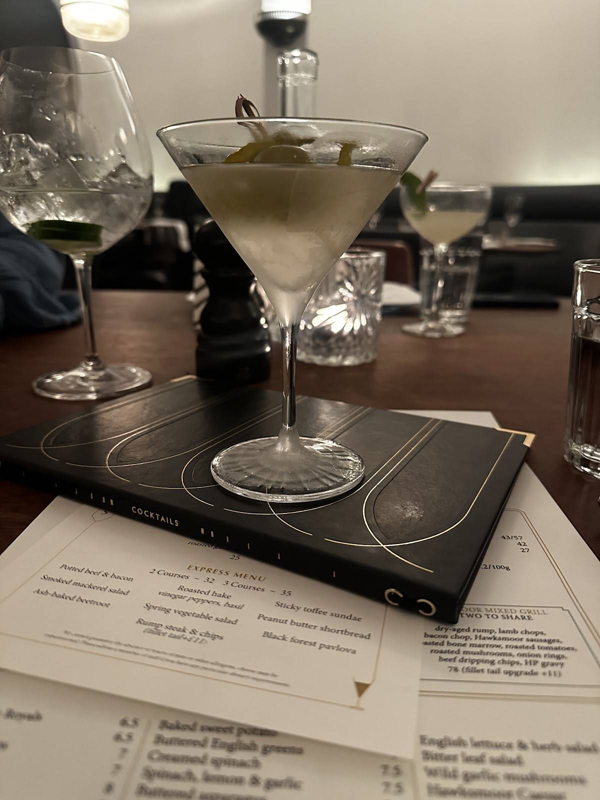 Menu at Hawksmoor Knightsbridge steakhouse, London