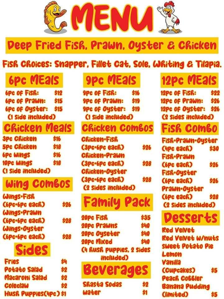 Menu at Family House of Fish & Poultry restaurant, Hayward