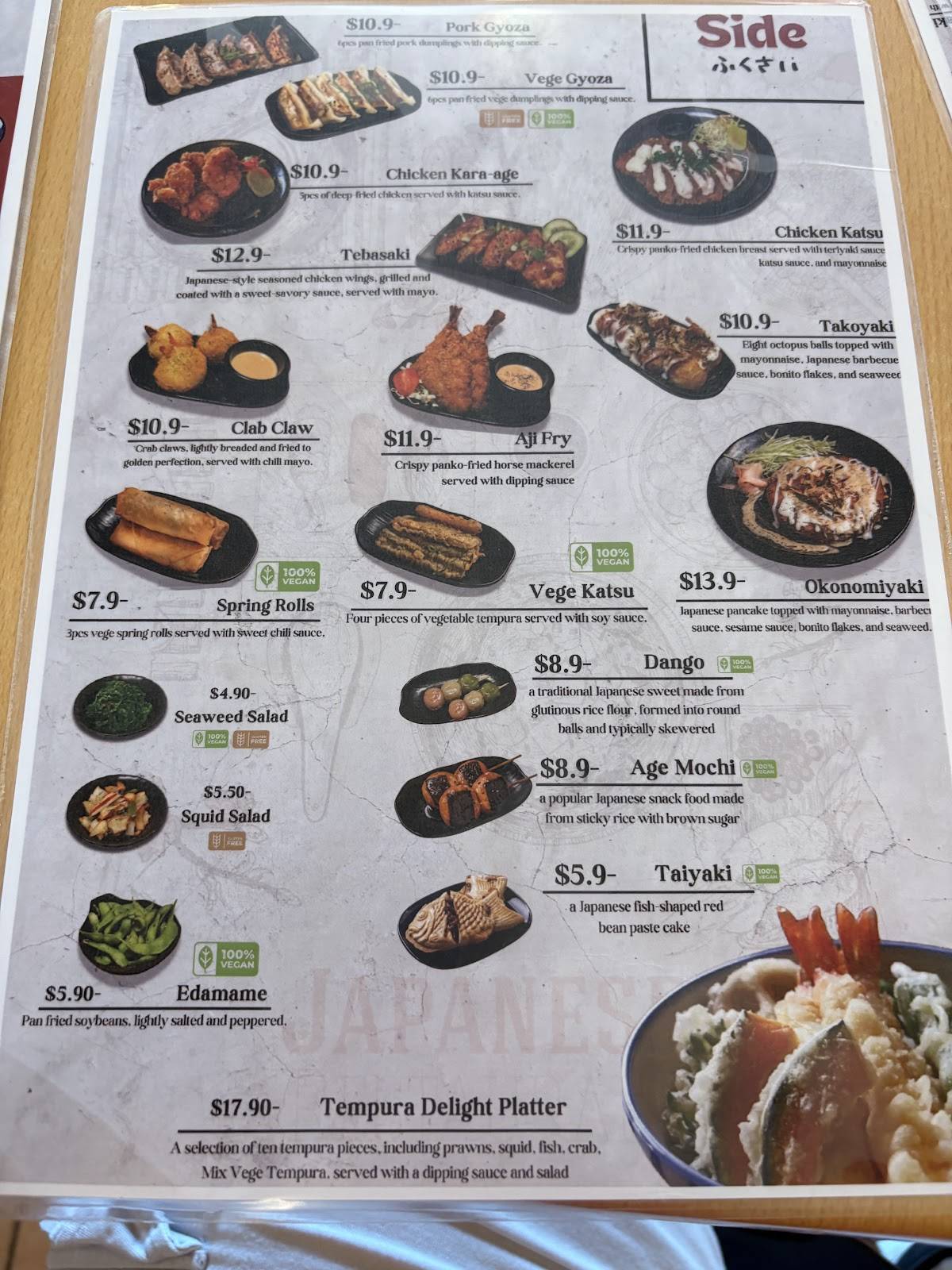 Menu at Katana Ramen restaurant, Heathridge