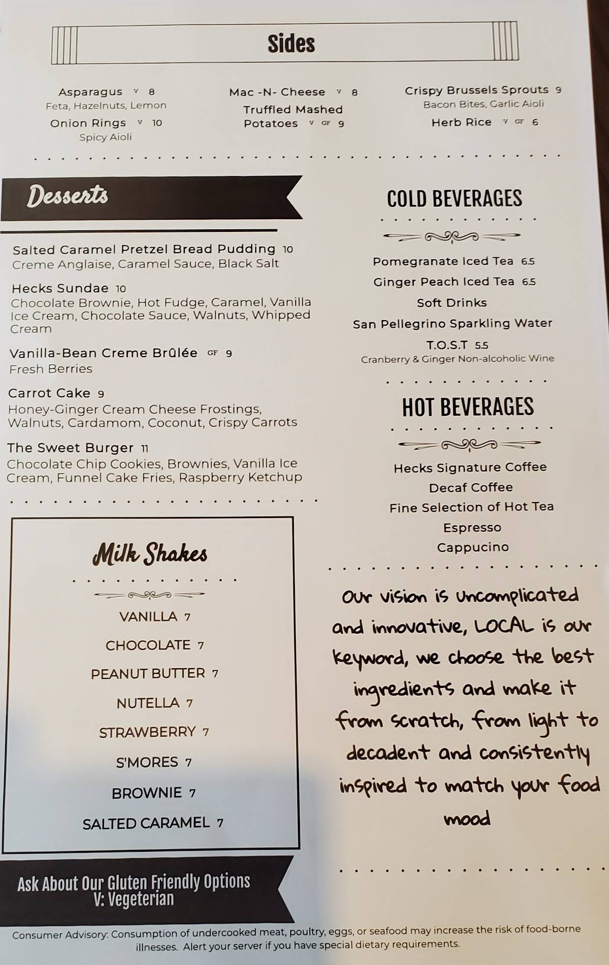 Menu at Hecks of Beachwood restaurant, Beachwood