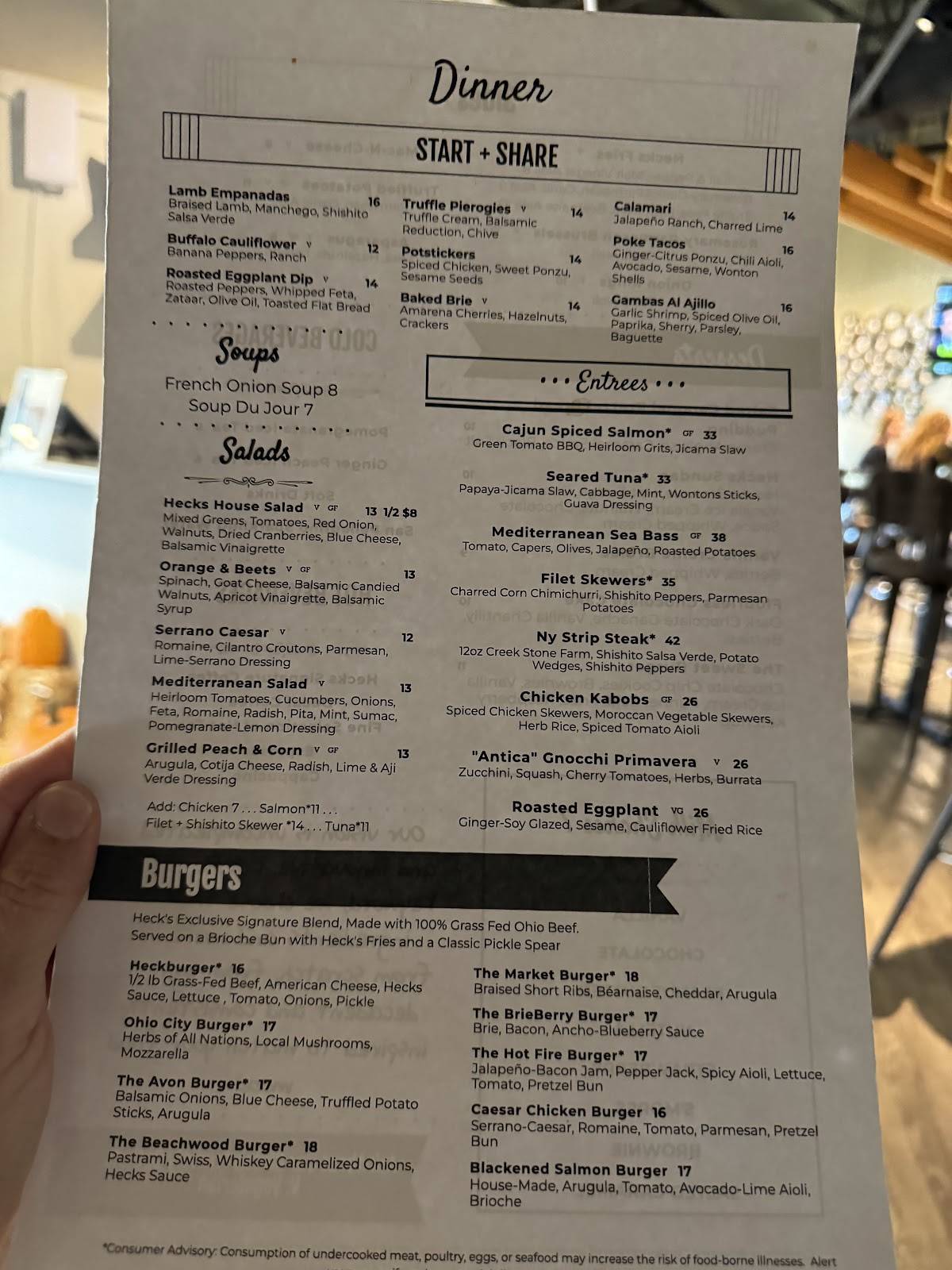 Menu at Hecks of Beachwood restaurant, Beachwood