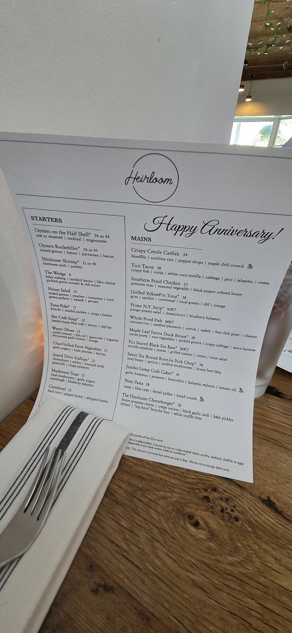 Menu at Heirloom pub & bar, Virginia Beach