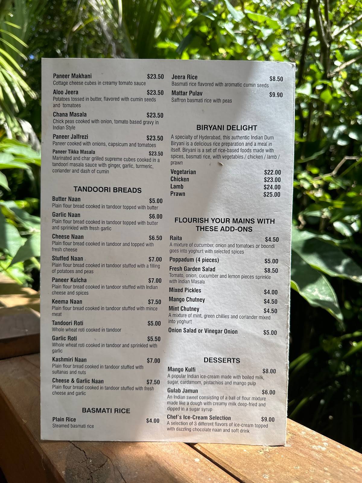 Menu at Helena Bay Cafe and Indian Eatery, Helena Bay