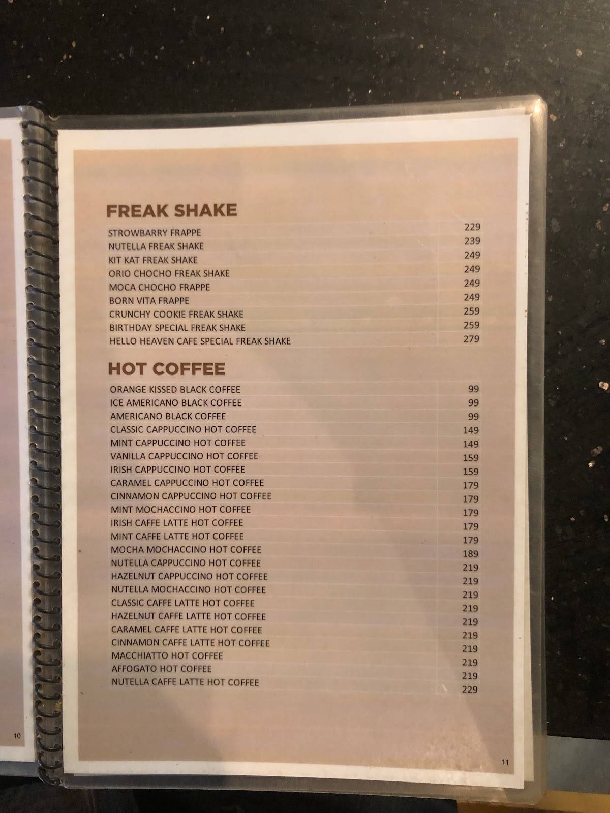 Menu at Hello Heaven Cafe, Ahmedabad