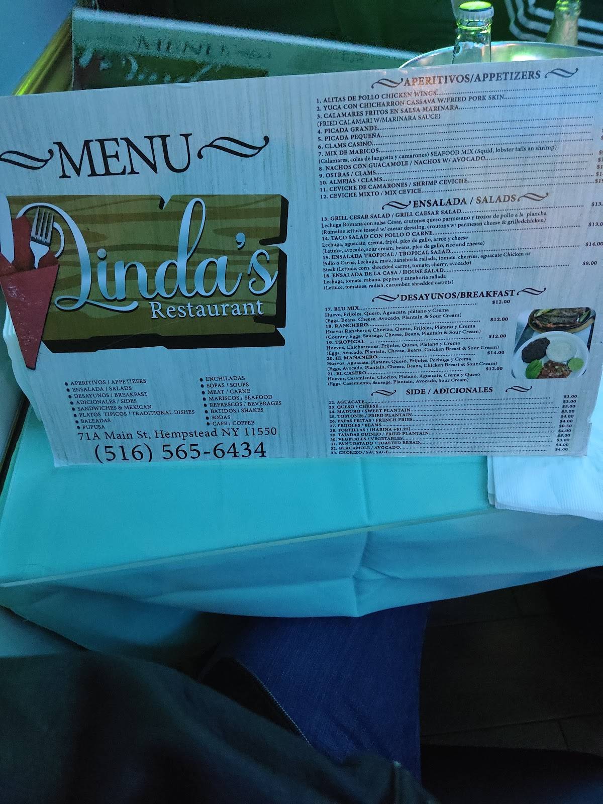 Menu at Linda's Restaurant, Hempstead