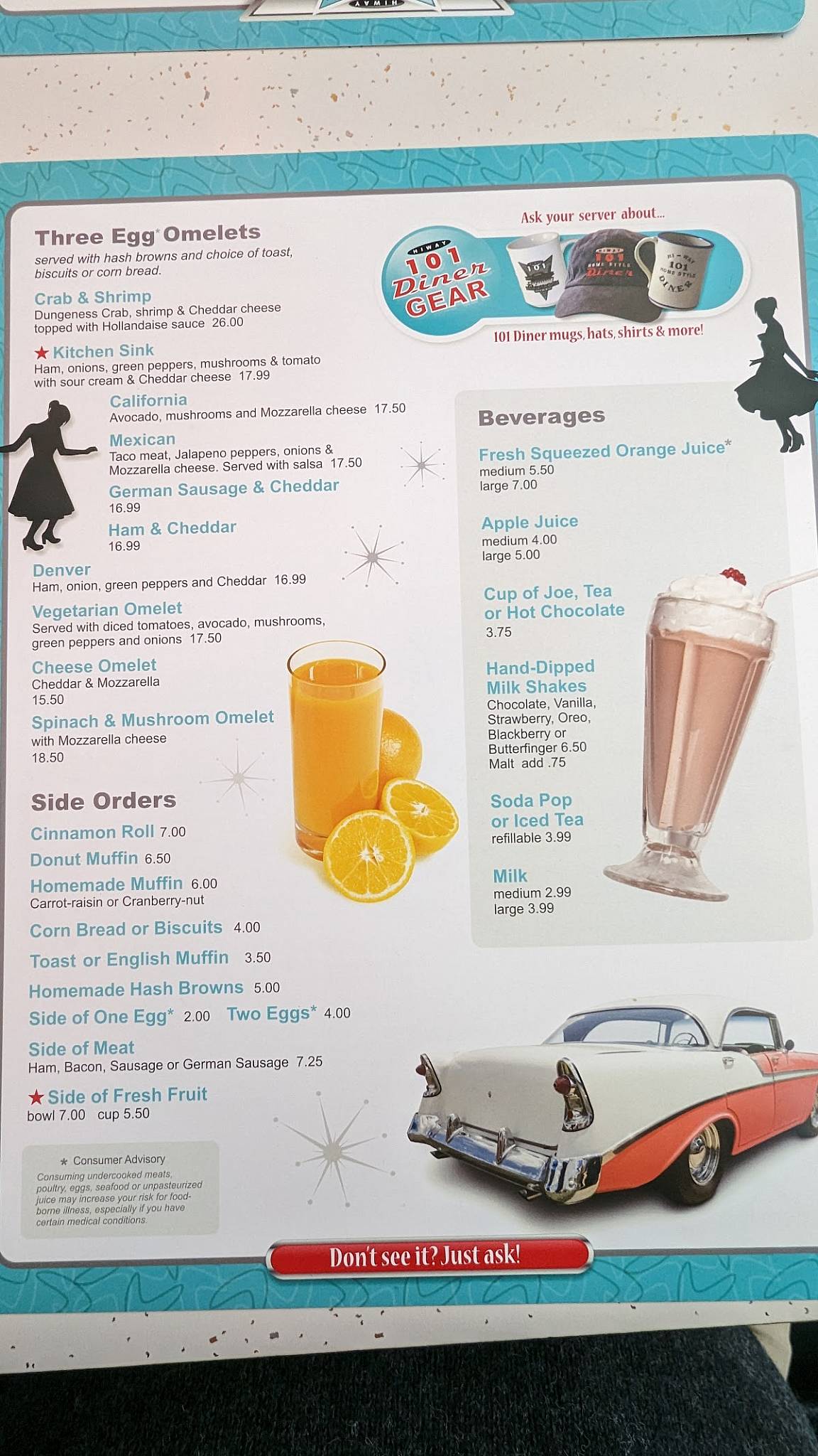 Menu at Hi-Way 101 Diner restaurant, Sequim, 392 W Washington St