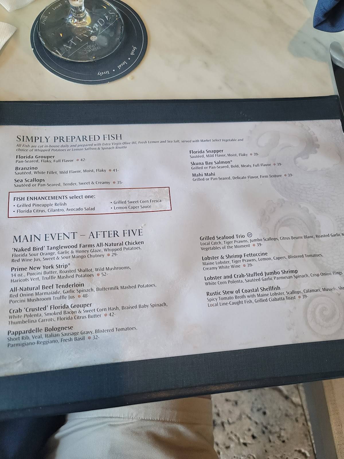 Menu at Latitudes Restaurant, Highland Beach, S Ocean Blvd